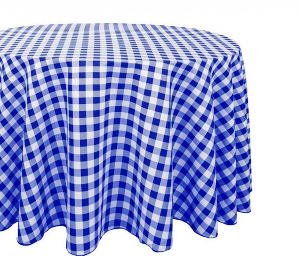 Checkered Royal Blue Polyester Round Linen - Events Delivered By Utah ...