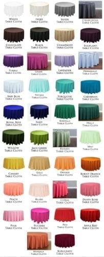 Table Cloth Color Samples - Events Delivered By Utah Chair Rental